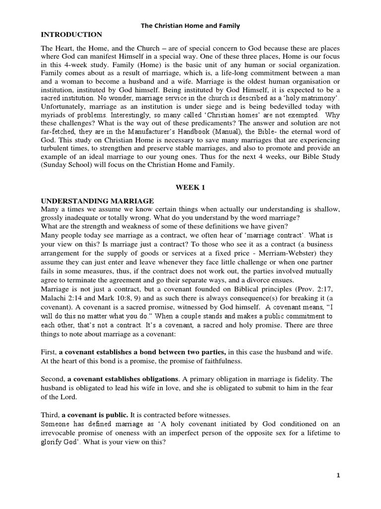 Christian Home and Family Study Guide | PDF | Marriage | Wife