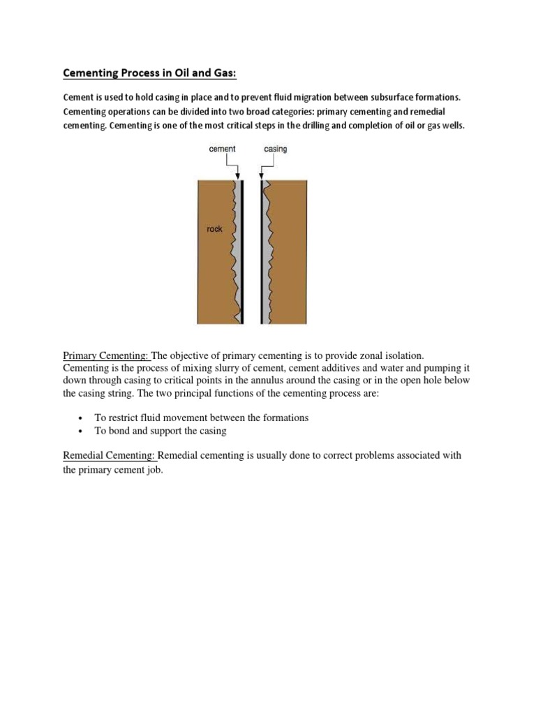 Cementing Process in Oil and Gas | PDF | Business | Home & Garden
