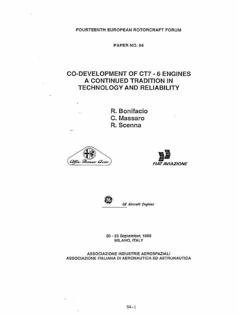 Co-Development of the CT7-6 Turboshaft Engines: A Continued Tradition ...
