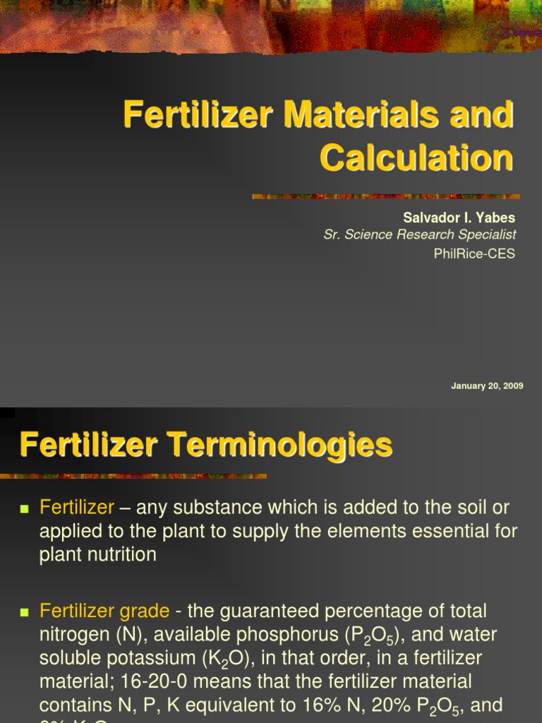 FERTILIZER Materials & Computation | PDF | Potassium Chloride | Fertilizer
