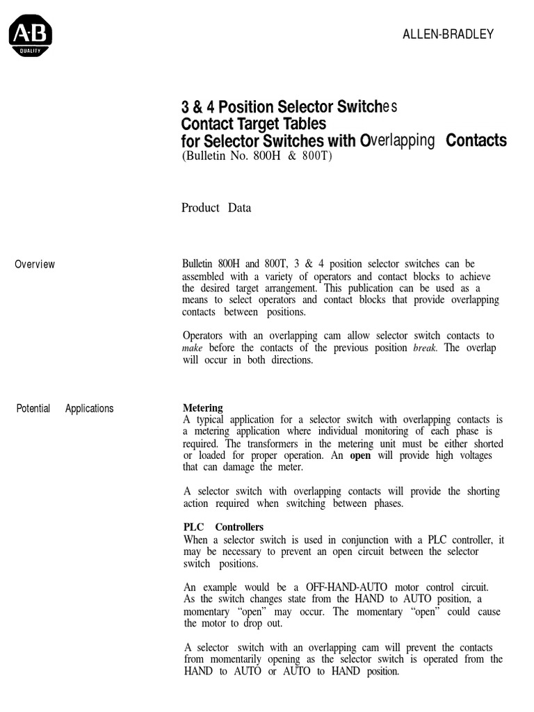 Overlapping Contact 800t Td006 en P | PDF | Switch | Electrical Equipment