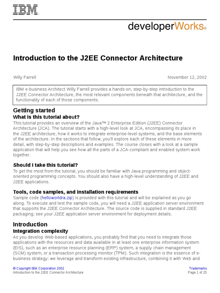 Introduction To The J2EE Connector Architecture | PDF | Java Platform ...