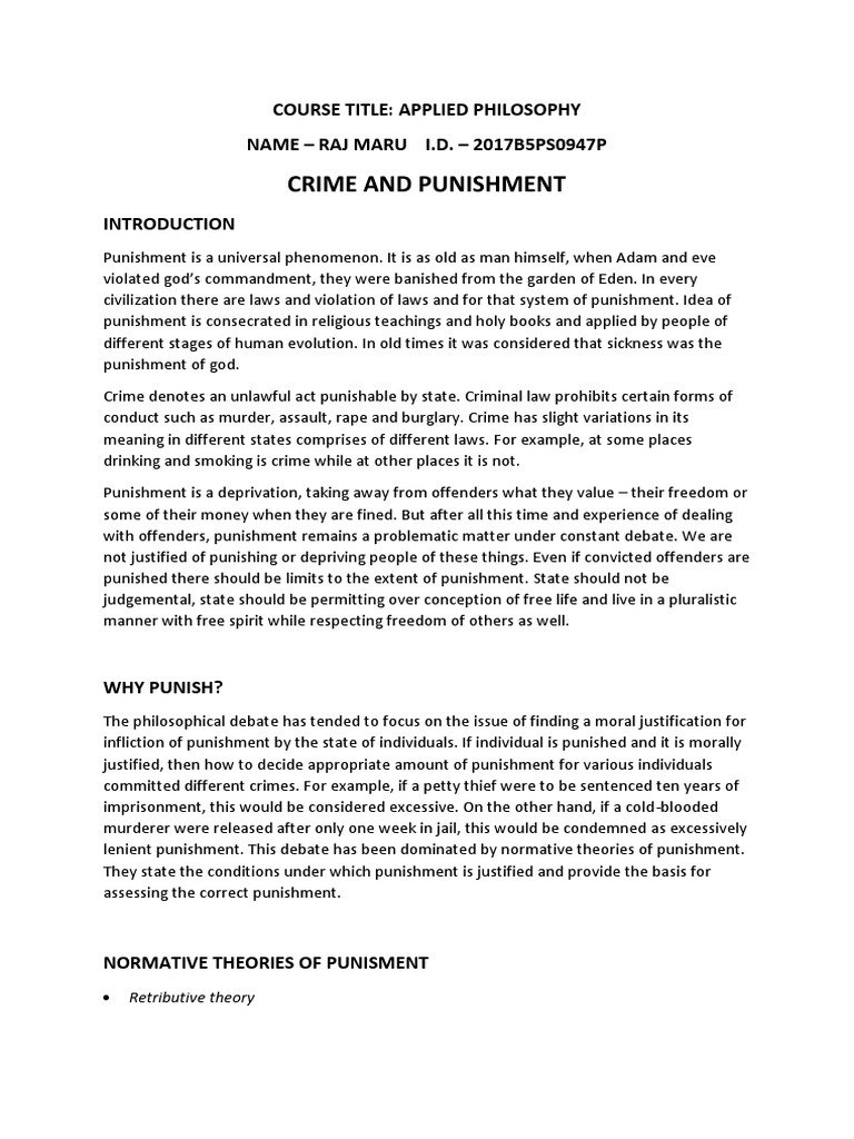 Applying Philosophy to Crime and Punishment | PDF | Punishments ...