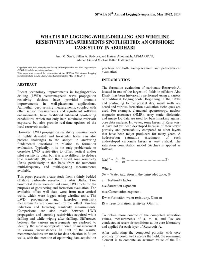What Is RT? Logging-While-Drilling and Wireline Resistivity ...