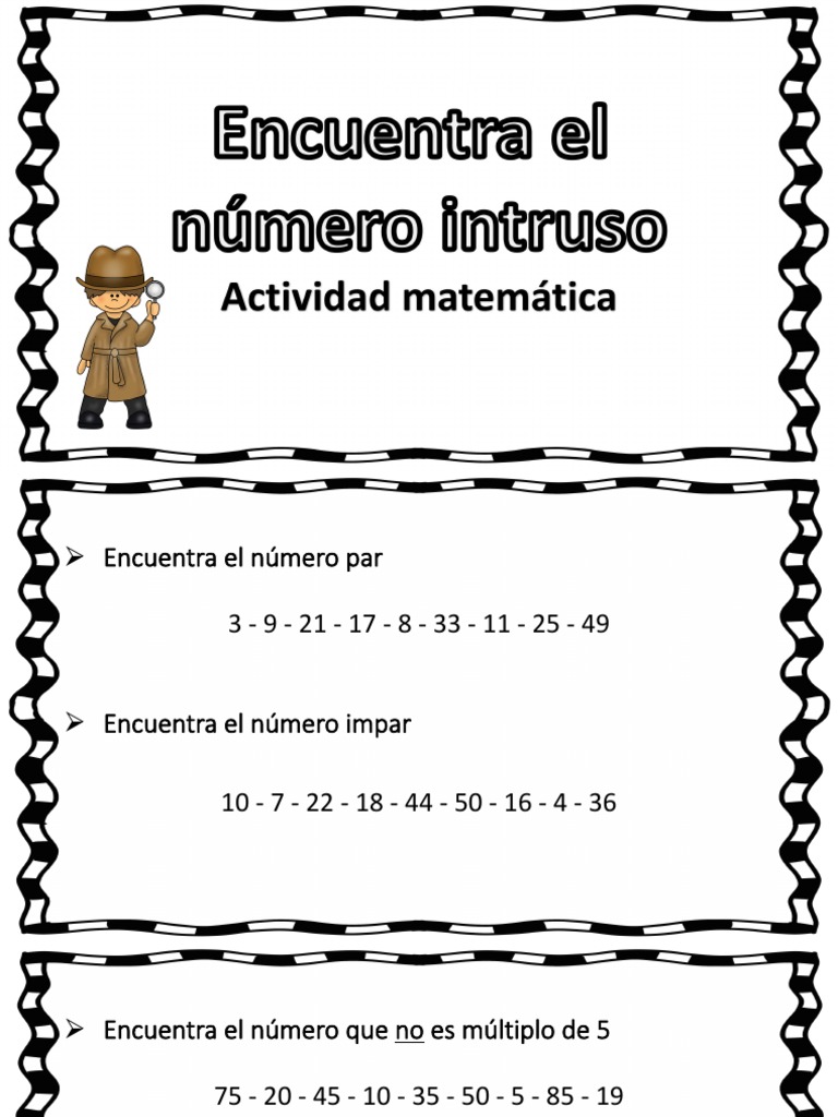 Actividades para encontrar números intrusos | PDF