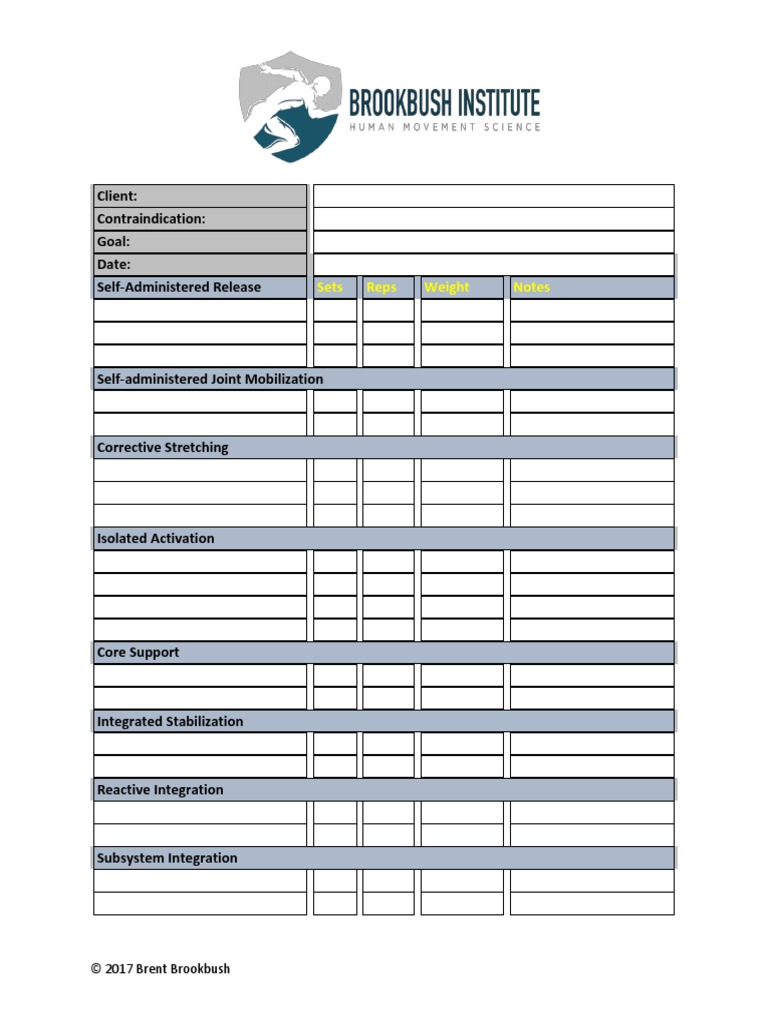 Corrective Exercise Template | PDF