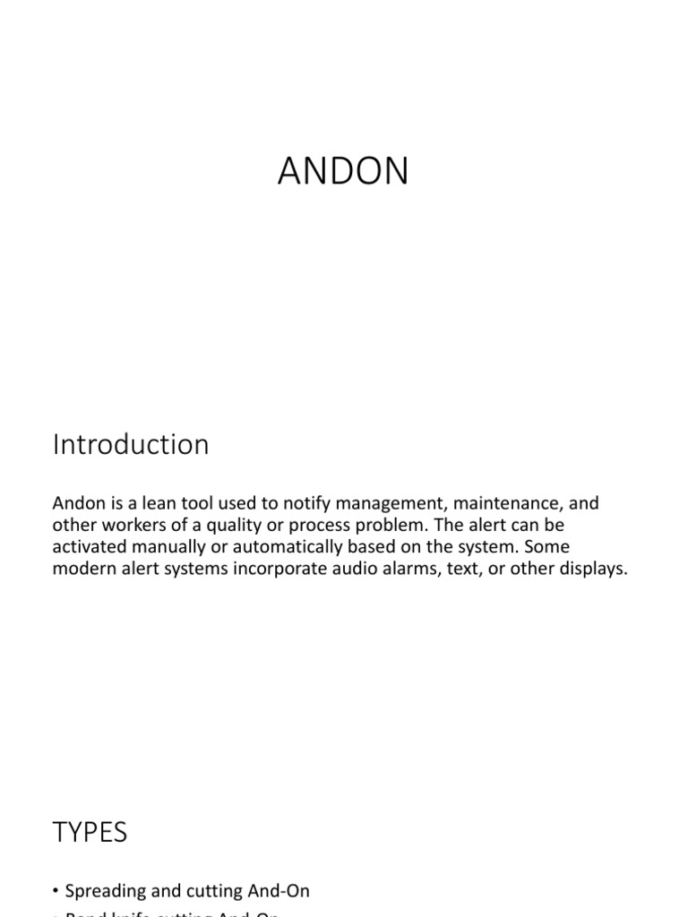 Andon Systems in Lean Manufacturing | PDF