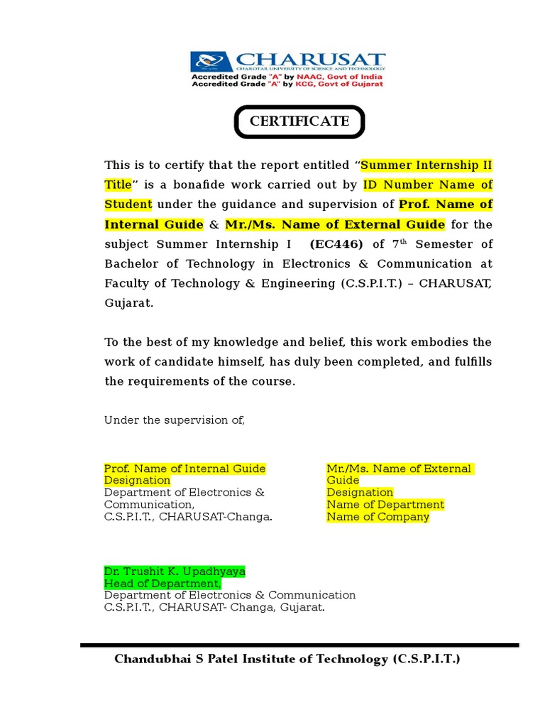 Internship Certificate for Electronics Students | PDF | Computers ...