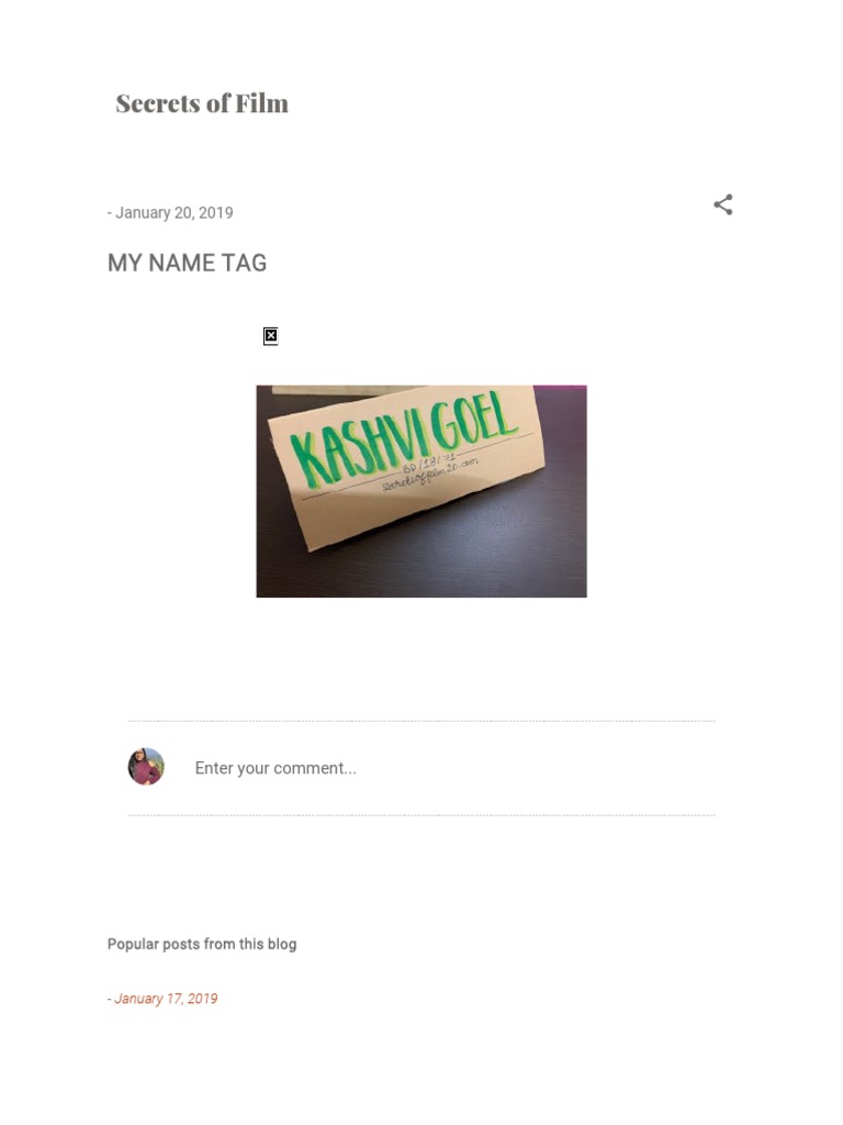 Secrets of Film: My Name Tag | PDF