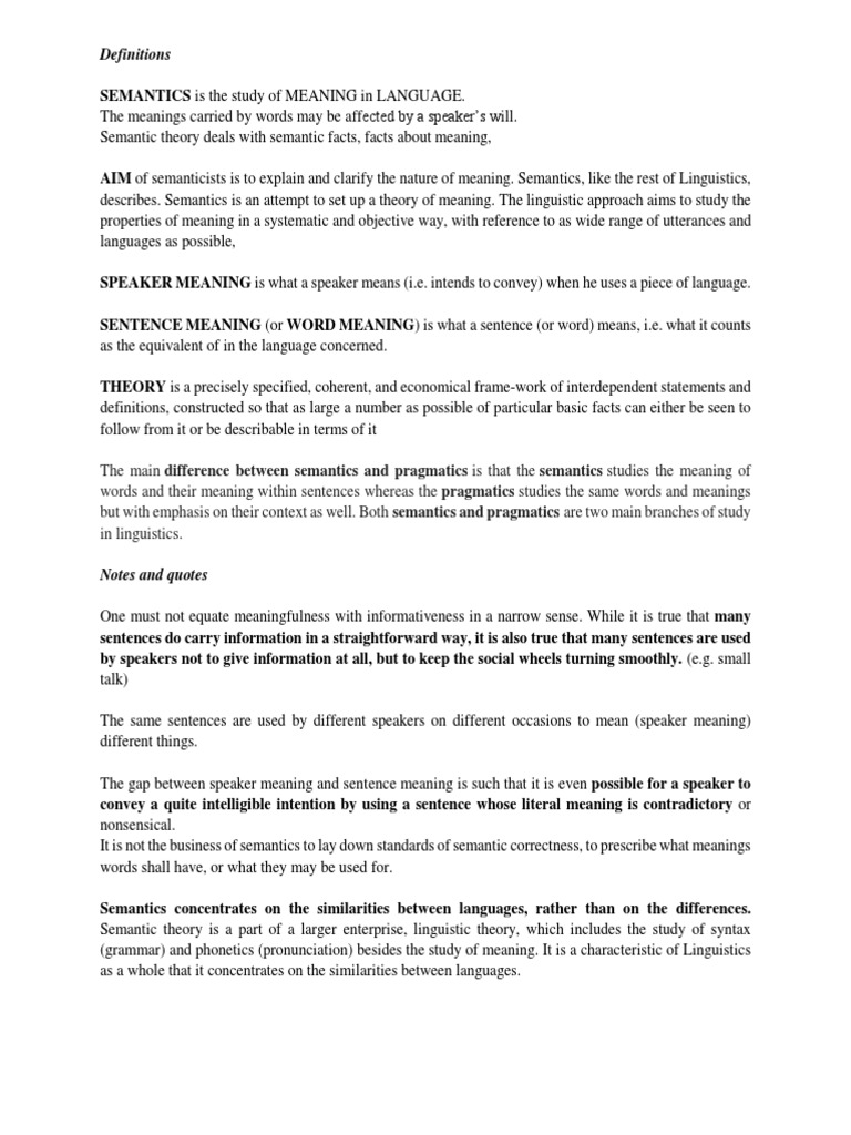 Introduction To Linguistic Semantics (A Summary) | PDF | Semantics | Sentence (Linguistics)