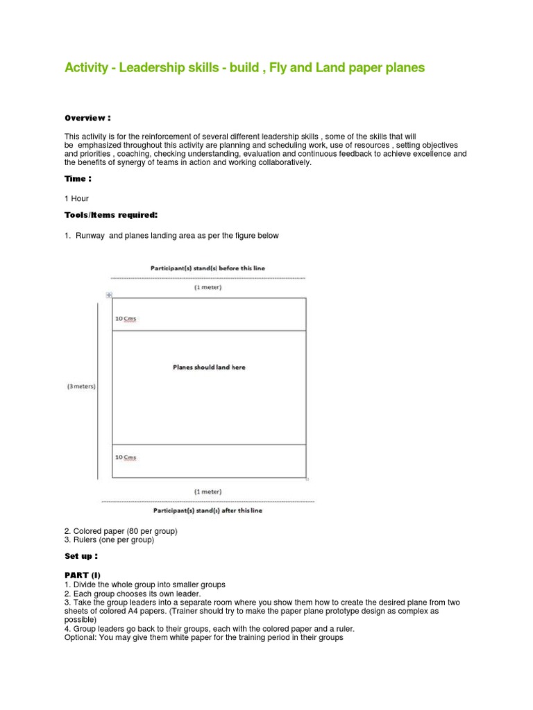 Leadership Skills Through Paper Plane Activity | PDF | Leadership ...