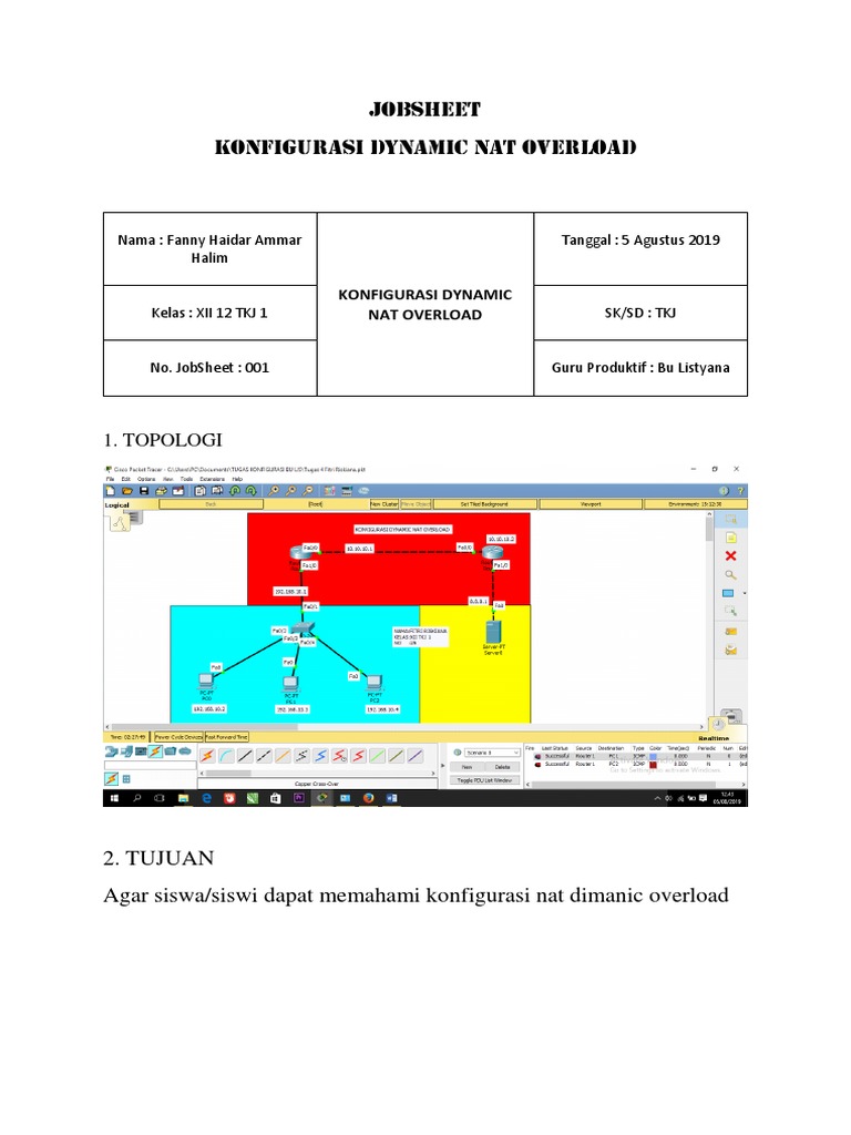 Jobsheet Konfigurasi Dynamic Nat Overload: 1. Topologi | PDF