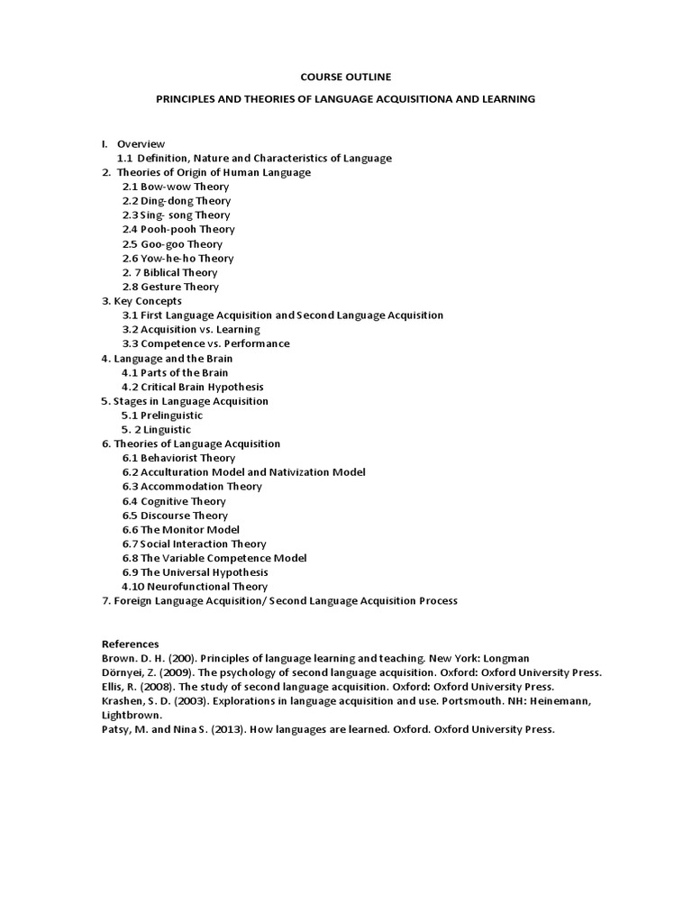 Course Outline Principles and Theories of Language Learning and ...