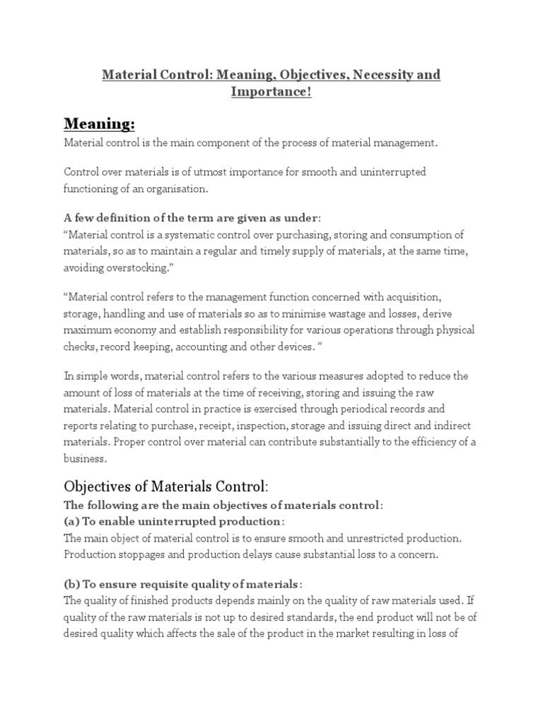 Mcs Meaning and Objectives | PDF | Machines | Inventory