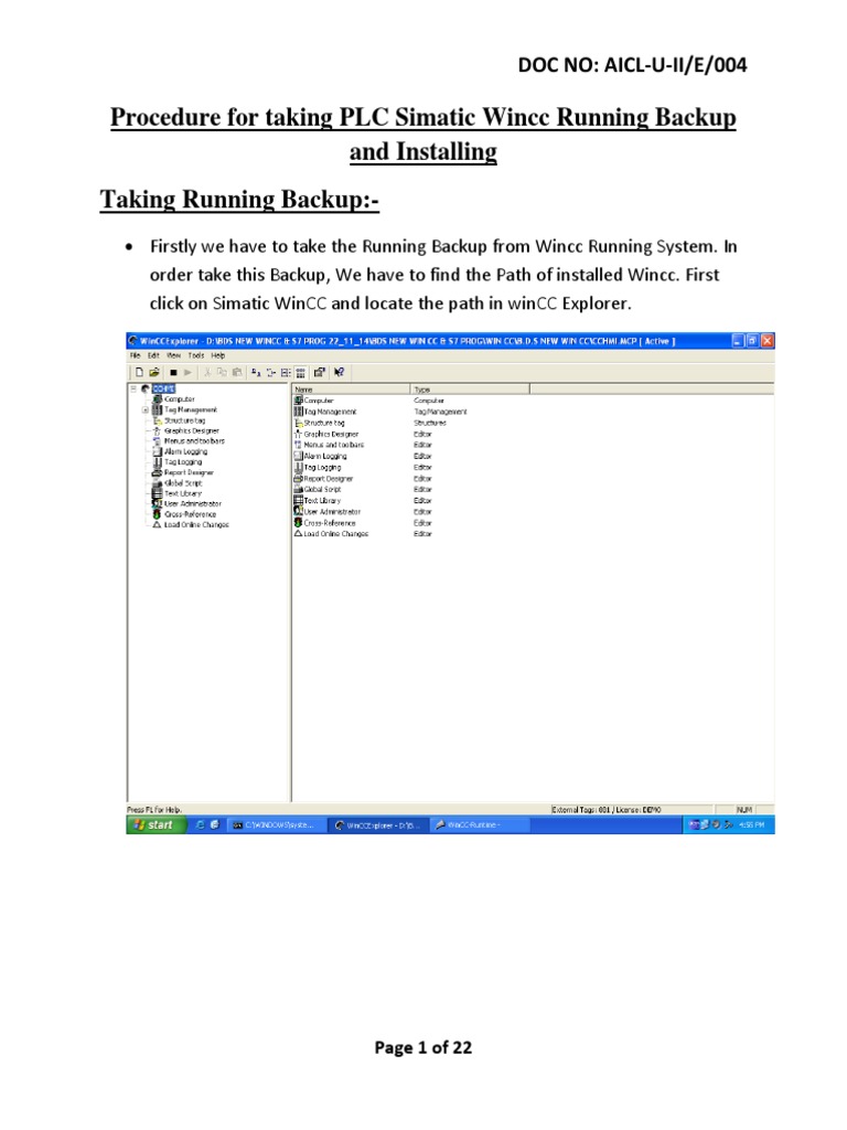 WinCC Backup and Installation Guide | PDF | Backup | Microsoft Windows