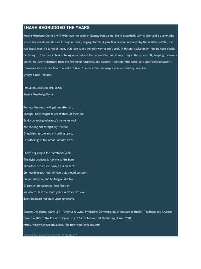 I Have Begrudged The Year | PDF | Love