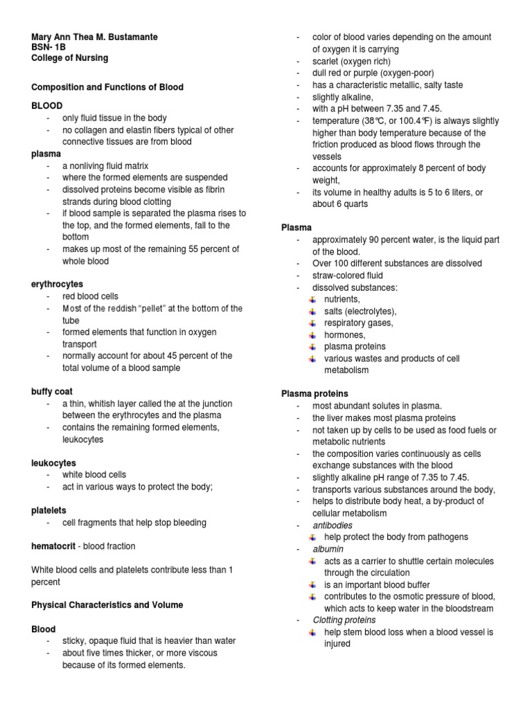 Blood Composition and Functions Explained | PDF | Blood Type | White ...