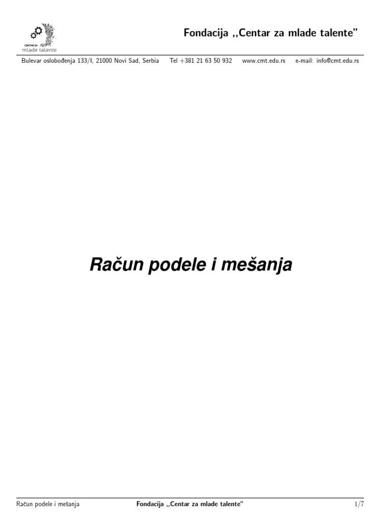 Cas 05 - Racun Podele I Mesanja | PDF