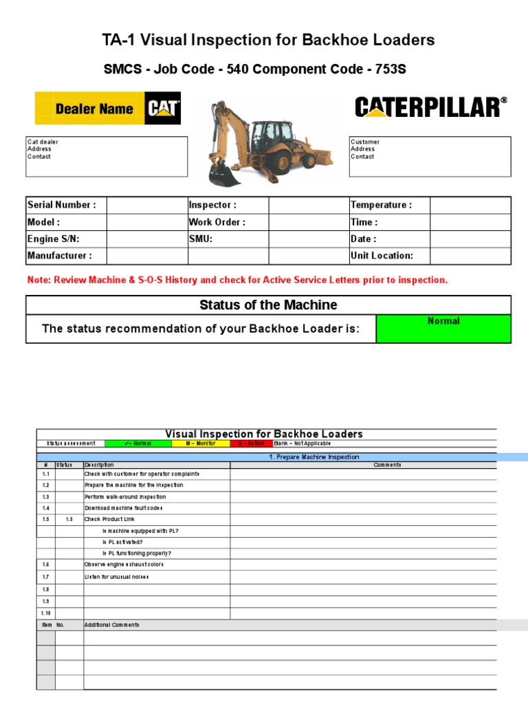 Backhoe Loader Visual Inspection Guide | PDF | Transmission (Mechanics ...