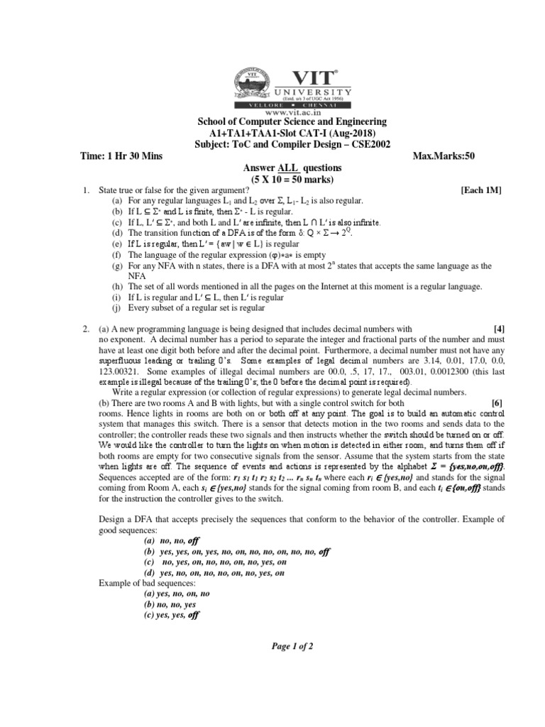 Cat1 Model1 | PDF | Programming Language | String (Computer Science)