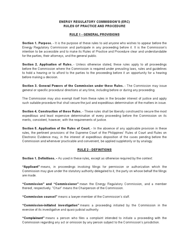 ERC Rules of Procedure | PDF | Discovery (Law) | Deposition (Law)