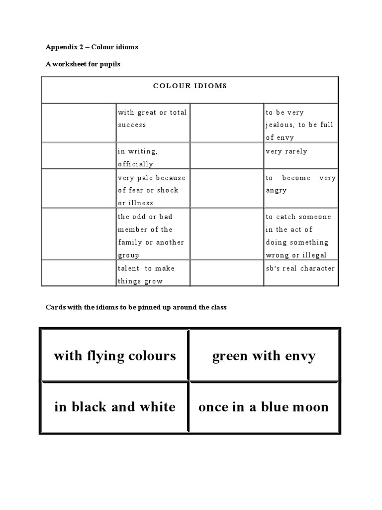 With Flying Colours Green With Envy: Appendix 2 - Colour Idioms A ...