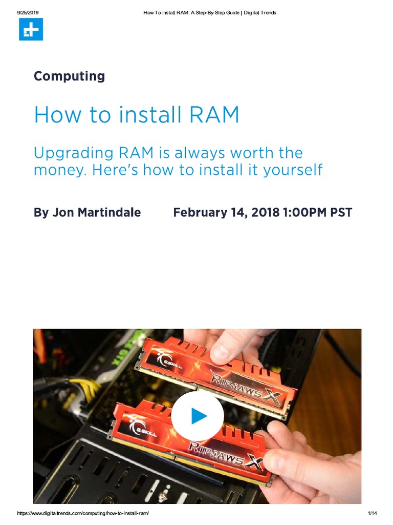 How To Install RAM - A Step-By-Step Guide - Digital Trends | PDF