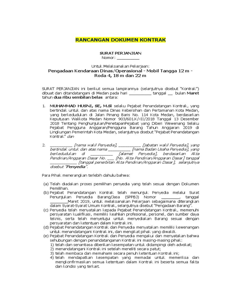 Rancangan Dokumen Kontrak Mobil Tangga Ok | PDF