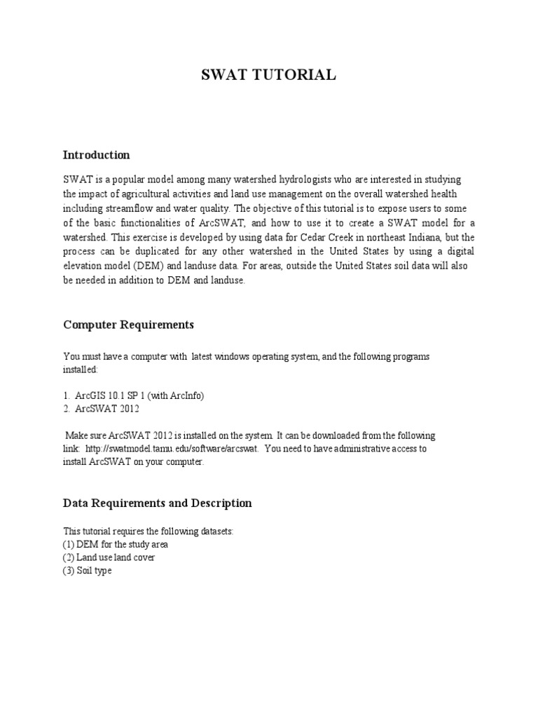 Swat Tutorial Pdf Drainage Basin Directory Computing
