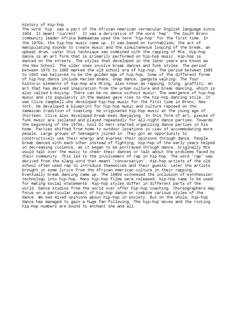 History of Hiphop | PDF | Hip Hop Music | Rapping