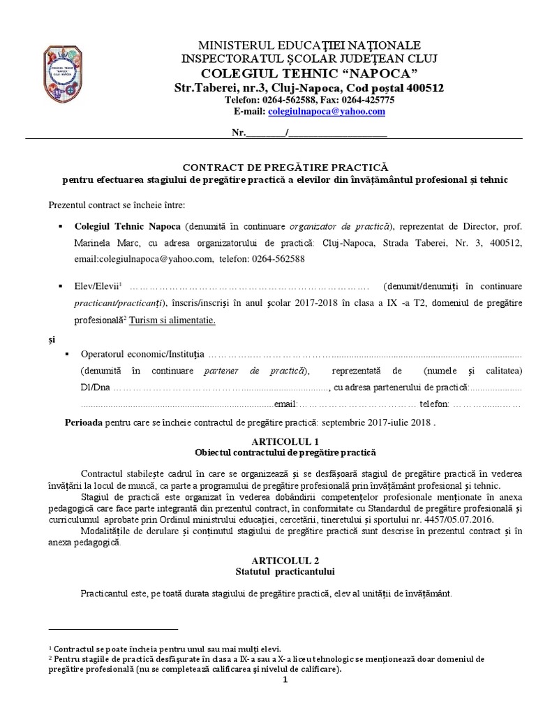 Contract de Practica IX LICEU | PDF