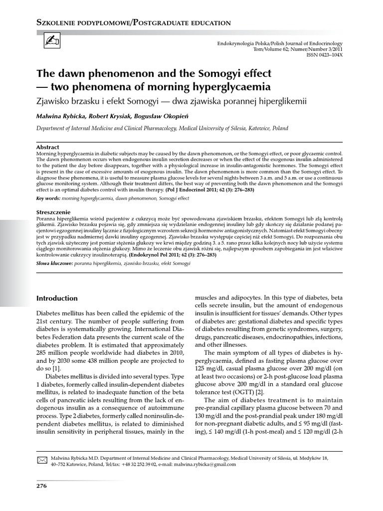 Dawn Effect Vs Somogyi Effect PDF | PDF