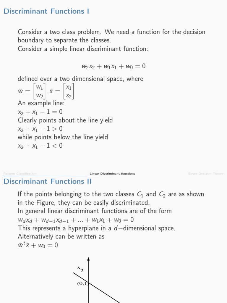 Linear Discriminant Functions for Pattern Classification and Bayes ...