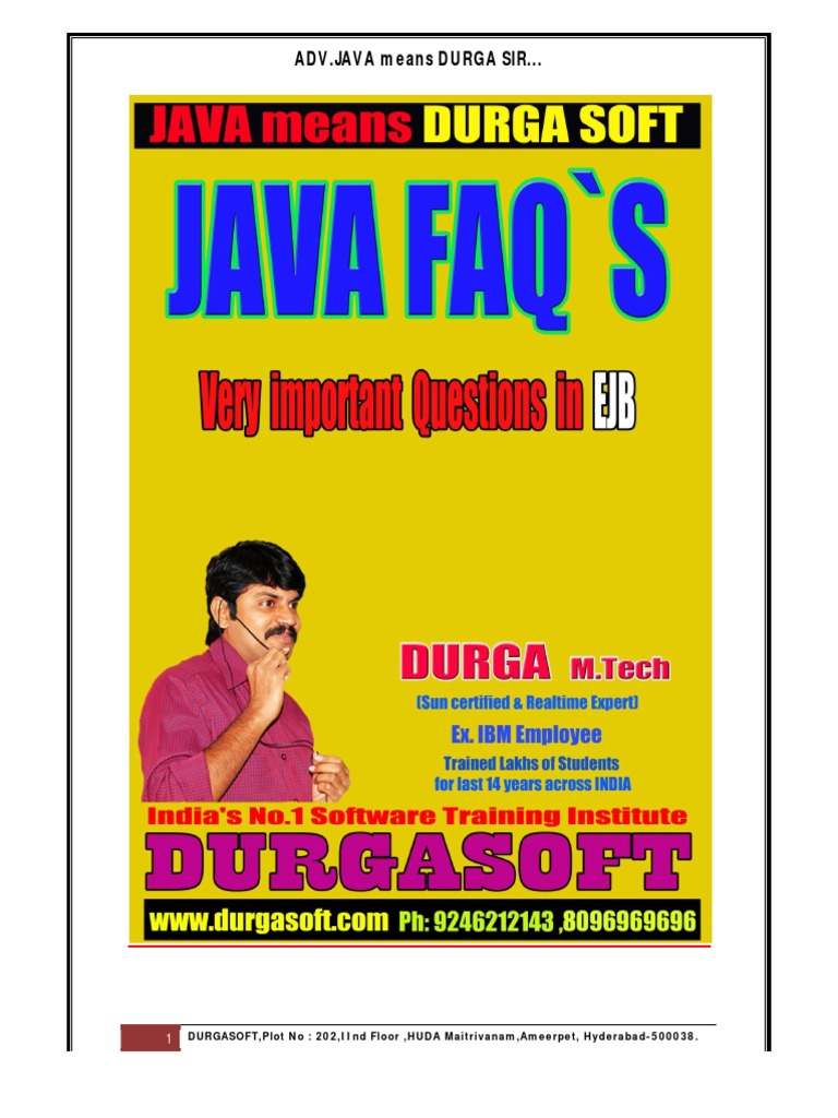 Adv - Java Means Durga Sir... : Durgasoft, Plot No: 202, Iind Floor ...