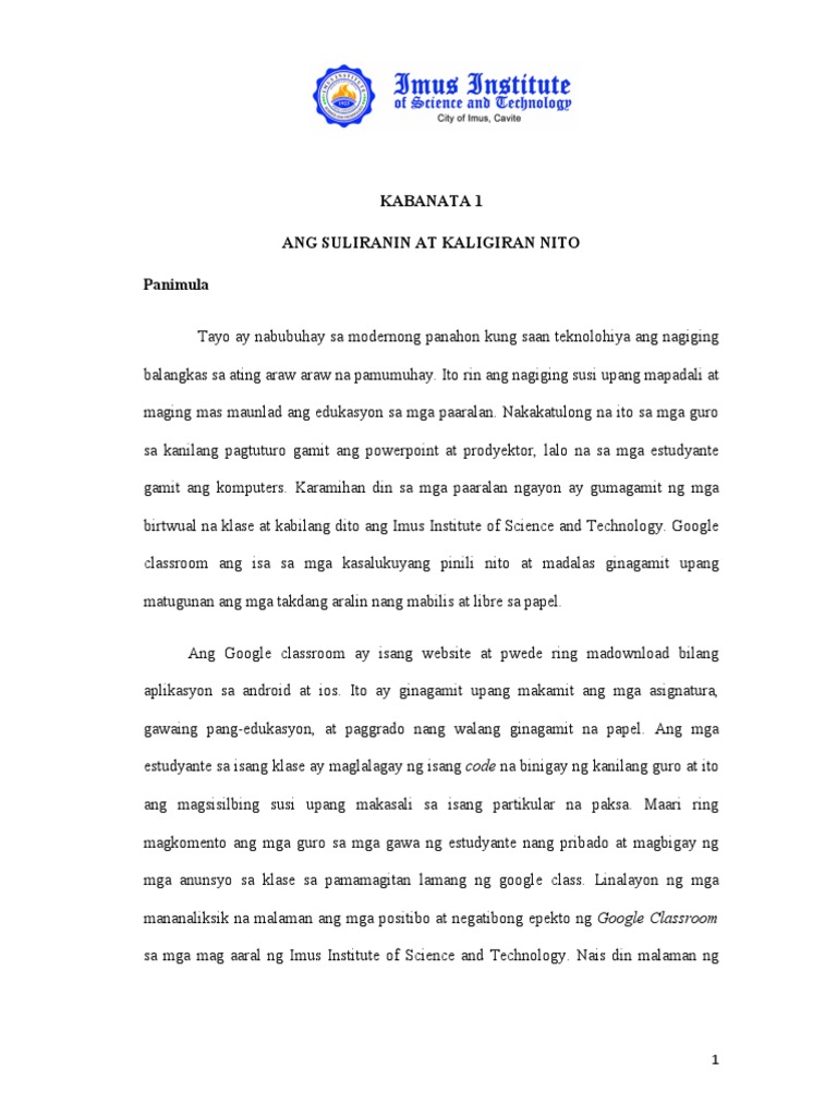 Epekto NG Google Classroom Sa Akademikong Pagganap NG Mga Piling Ma ...