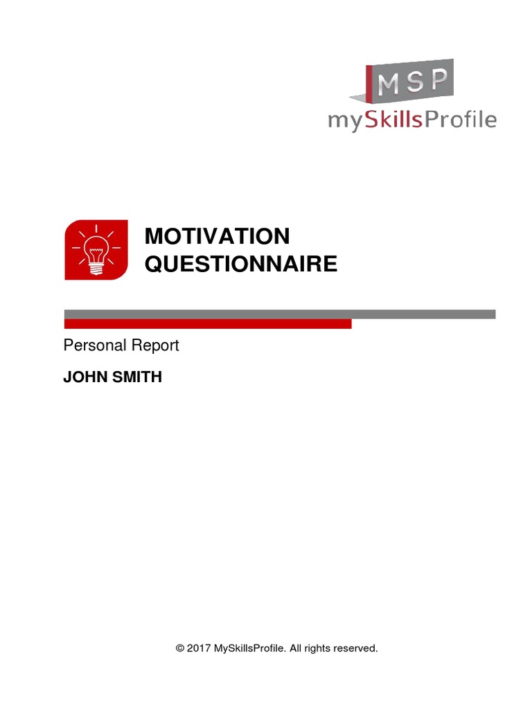 MQ Motivation Questionnaire Example Report PDF | PDF | Autonomy ...