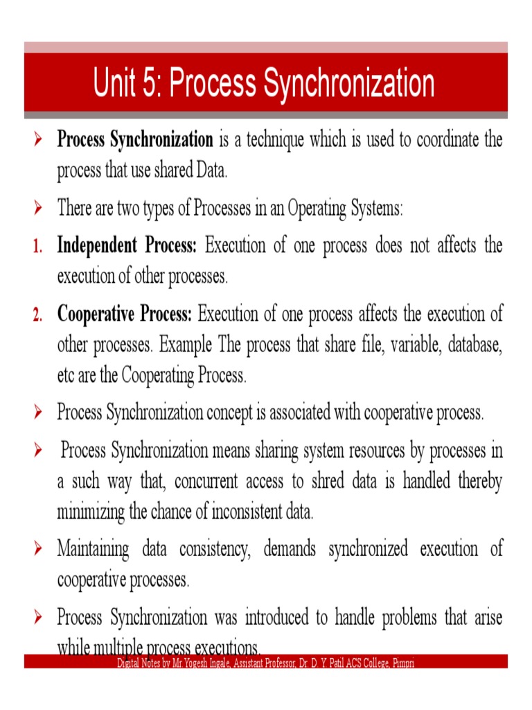 5 Process Synchronization | PDF | Process (Computing) | Information Technology
