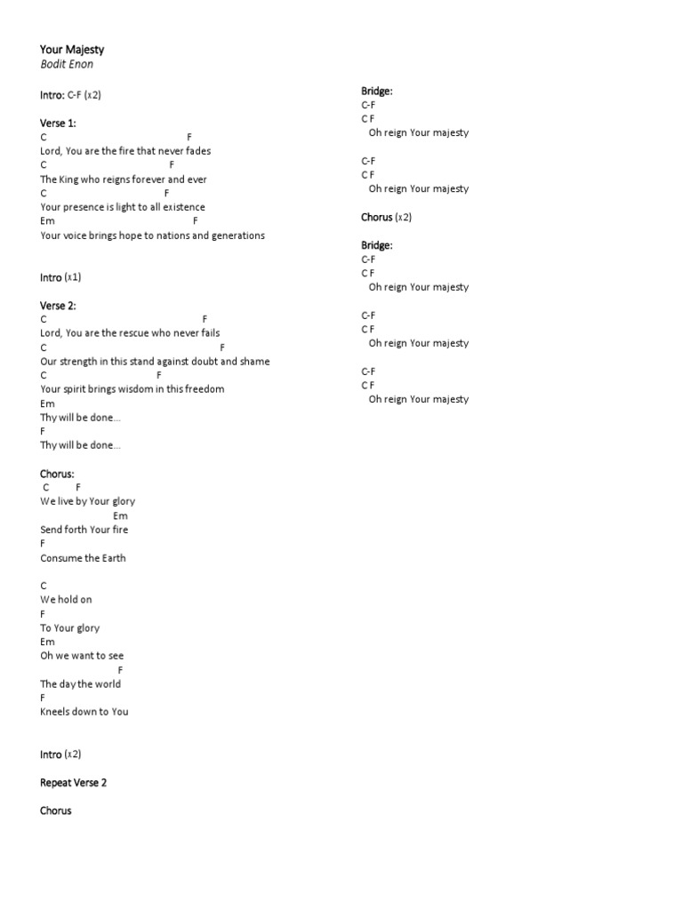 Your Majesty Chords | PDF