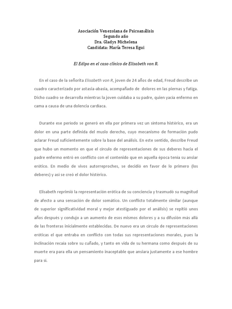 Edipo en Elisabeth Von R | PDF | Sigmund Freud | Psicoanálisis