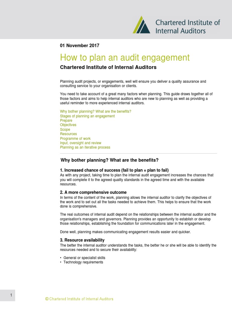 How To Plan An Audit Engagement Pdf Internal Audit Audit
