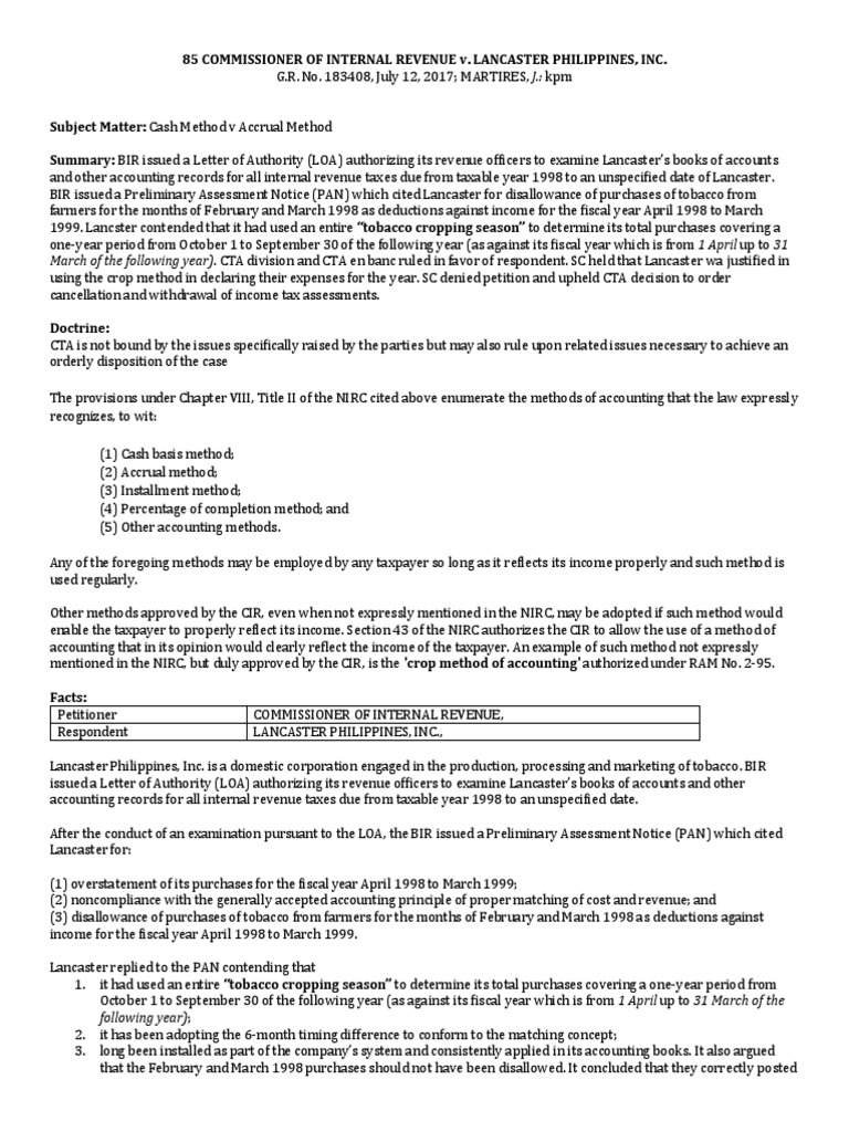 March of The Following Year) - CTA Division and CTA en Banc Ruled in ...