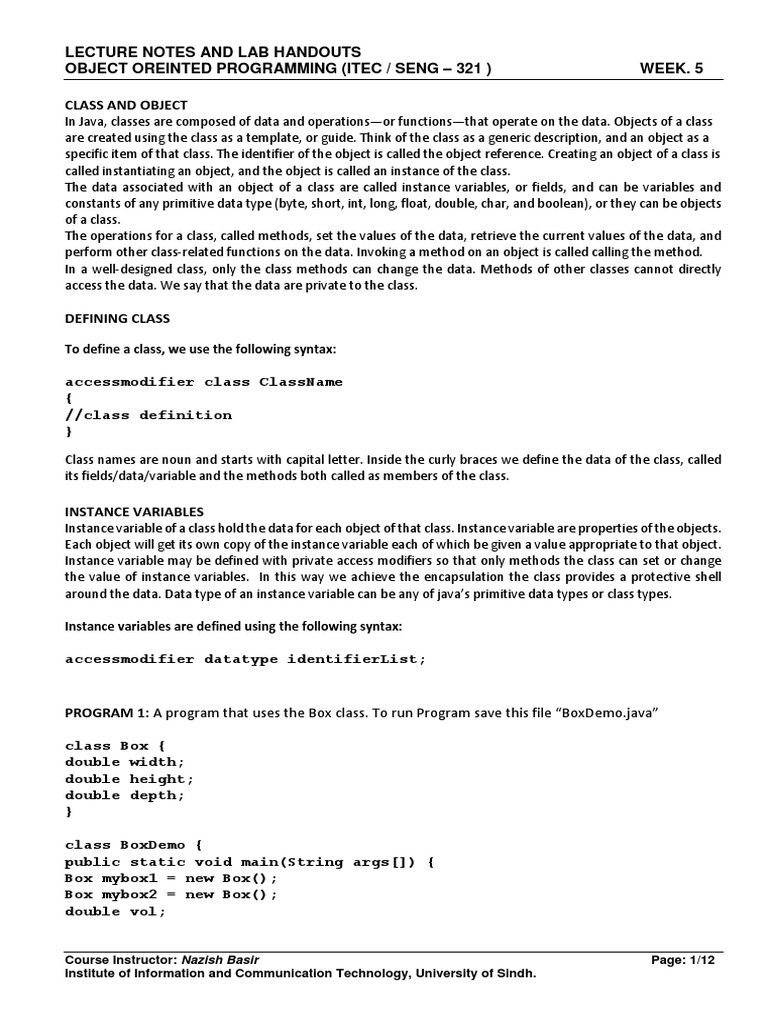 Lab 5 | PDF | Constructor (Object Oriented Programming) | Programming