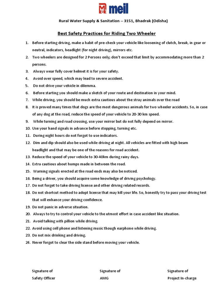 2 Wheeler Safety Rules | PDF