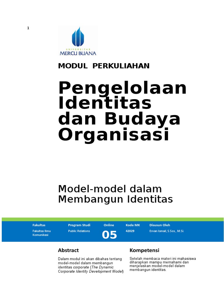 Modul Pengelolaan Identitas Dan Budaya Organisasi (TM5) | PDF
