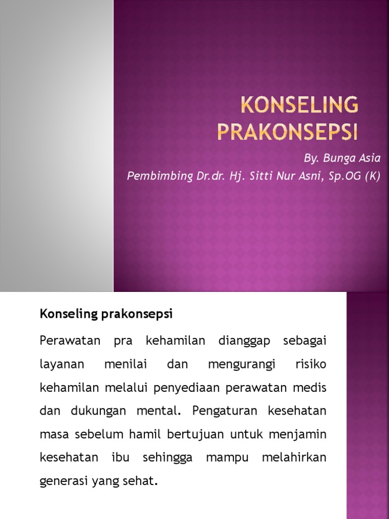 Konseling Prakonsepsi | PDF | Kesehatan Holistik