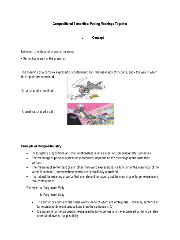 Compositional Semantics Putting Meanings Together Narrative (Report ...