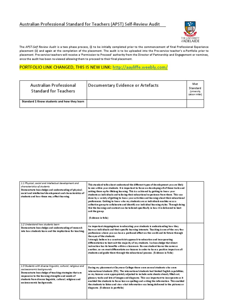 Andrew Ayliffe Apst Self Review Audit | PDF | Educational Technology ...