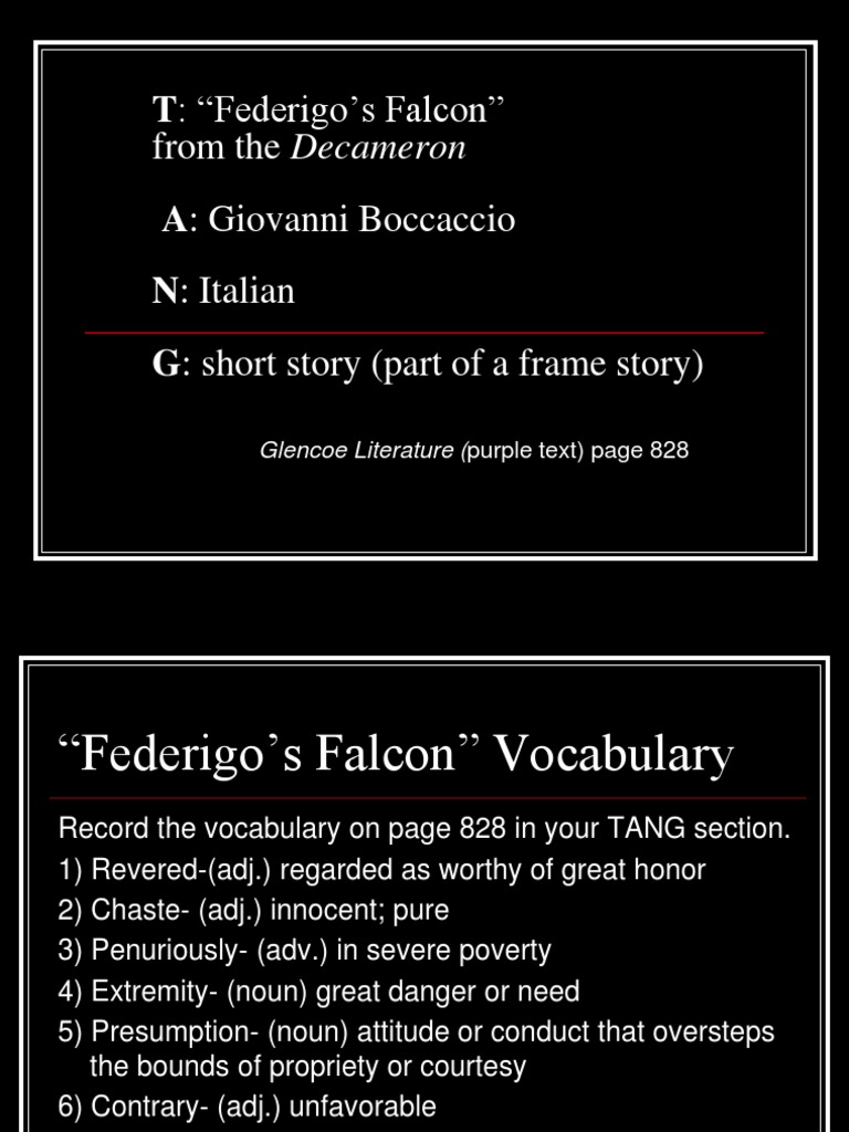 T: "Federigo's Falcon": From The Decameron | PDF | General Fiction