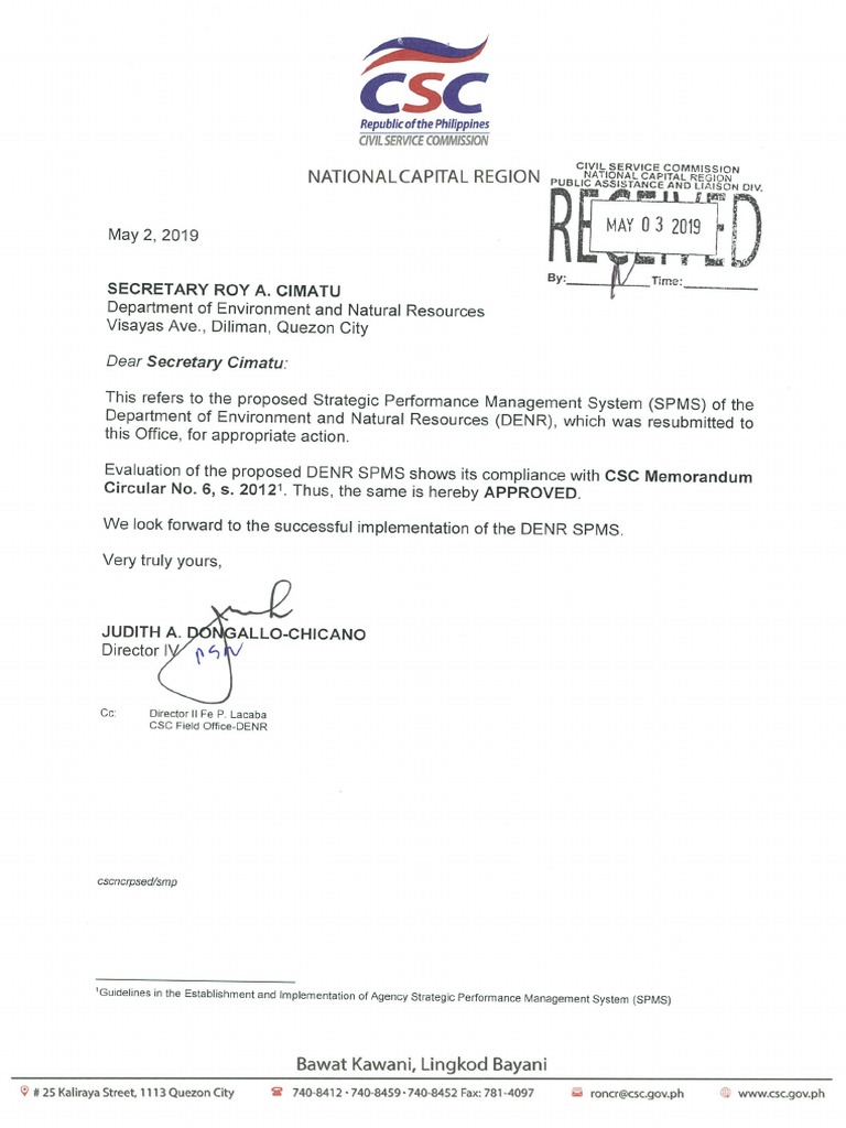 DENR SPMS 2019 (CSC Approved) PDF | PDF