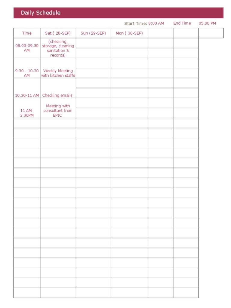 Shift Schedule Format | PDF